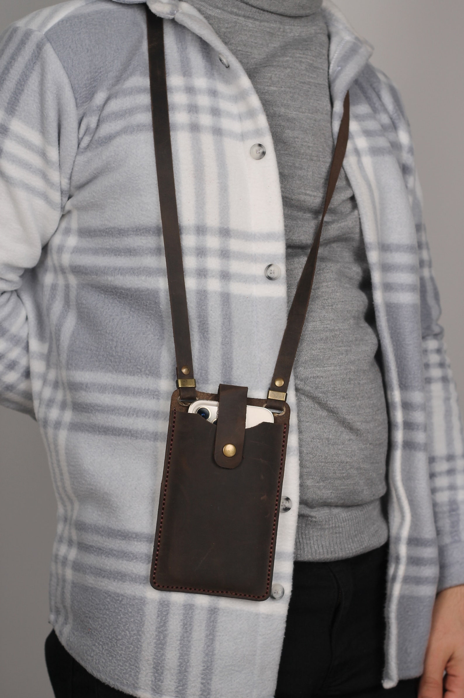 Leather Crossbody Phone Bag, Personalized Leather Phone Case Bag, Small ...