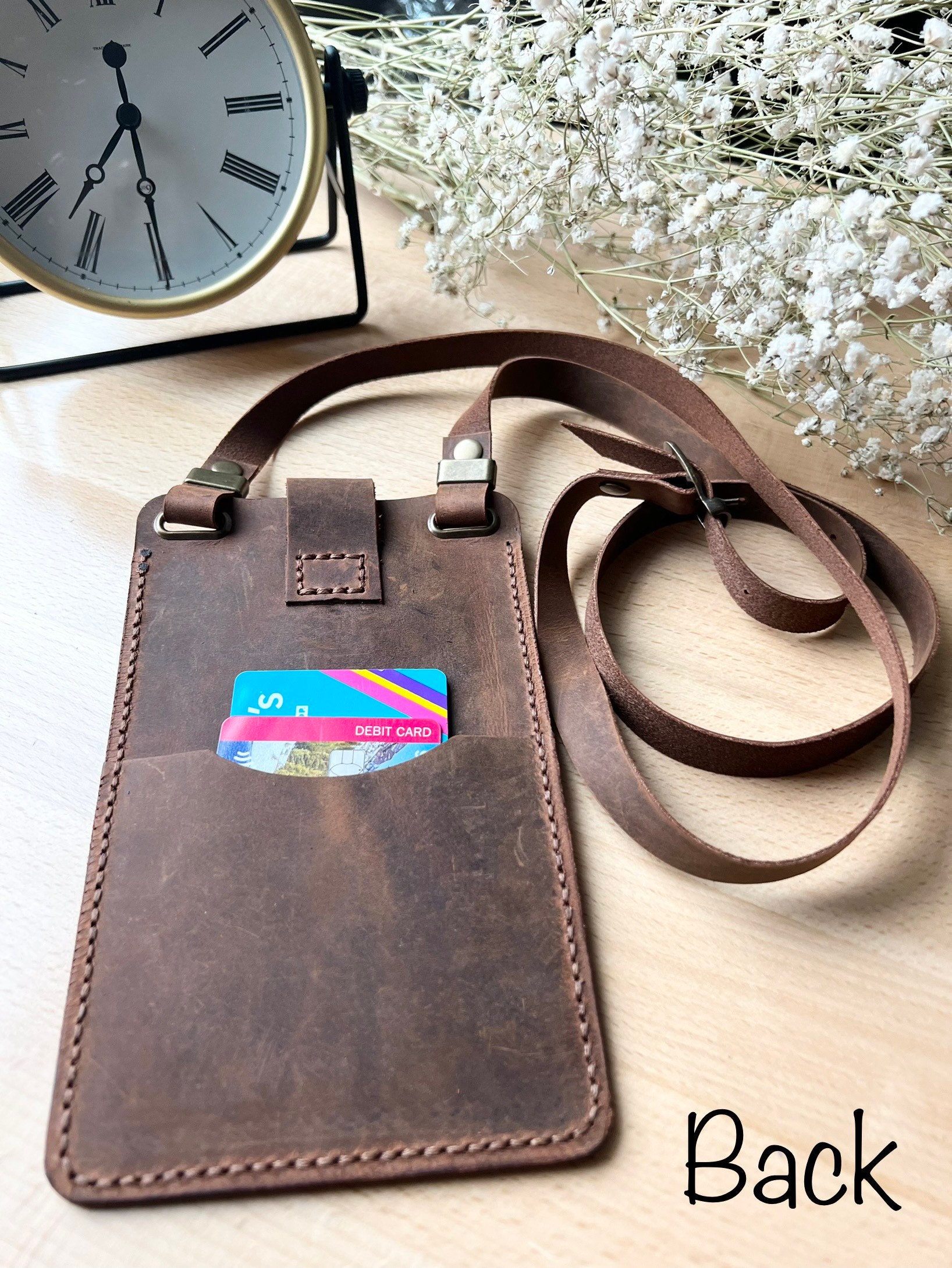 Leather Crossbody Phone Bag, Personalized Leather Phone Case Bag, Small ...