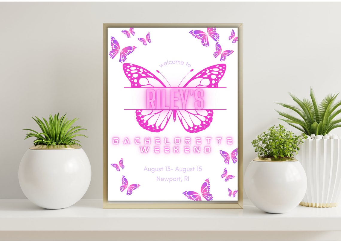 Y2k 2000's Bachelorette Birthday Welcome Sign, Canva Template Sign ...