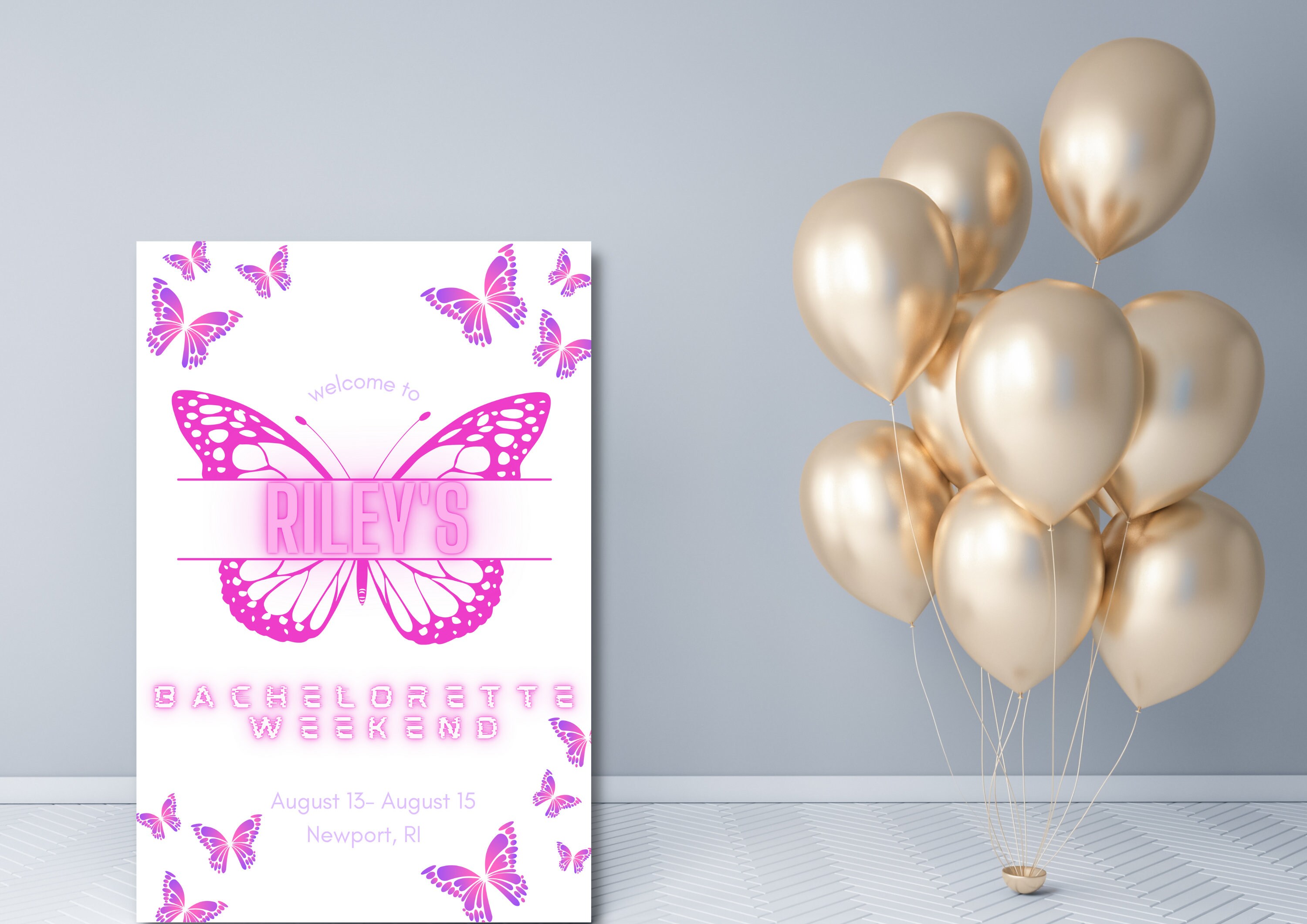 Y2k 2000's Bachelorette Birthday Welcome Sign, Canva Template Sign ...