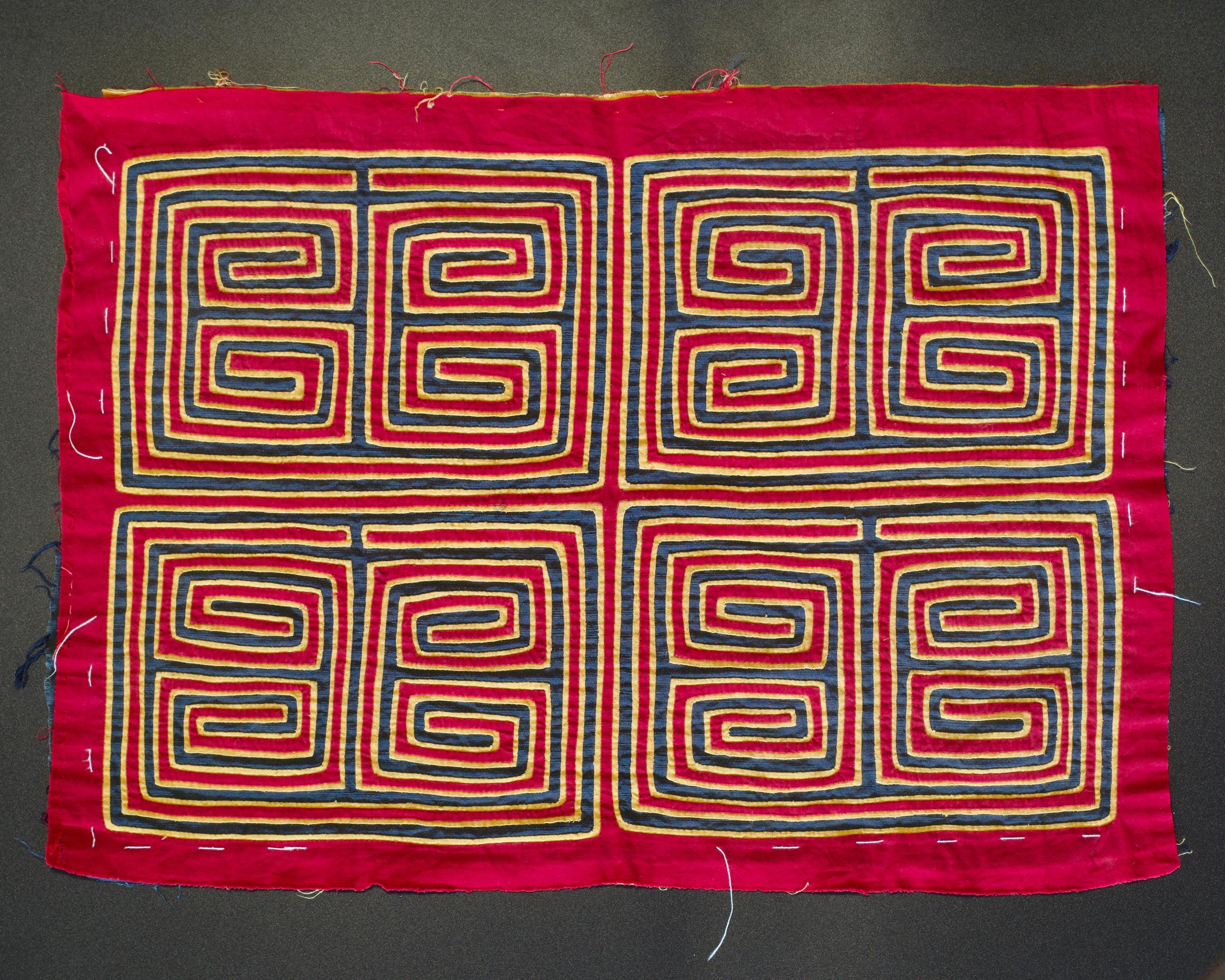 Vintage Geometric Pattern Mola / Indigenous Guna Tribal Handmade ...