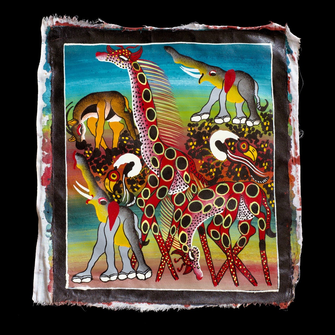 Small Tingatinga / Tinga Tinga Painting From Tanzania, East Africa ...