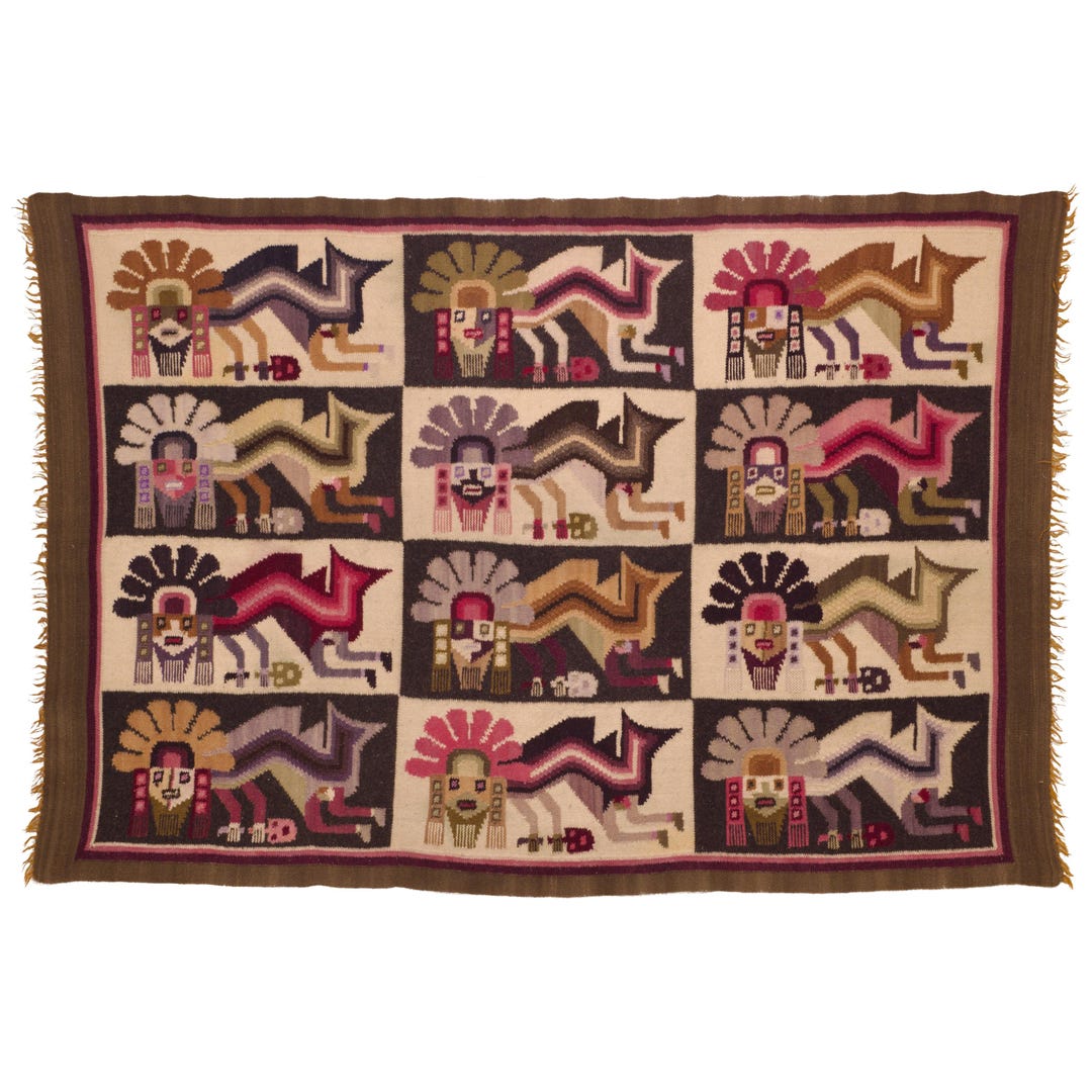 Large Vintage Handwoven Incan Tapestry From Peru / Wall Hanging/rug ...