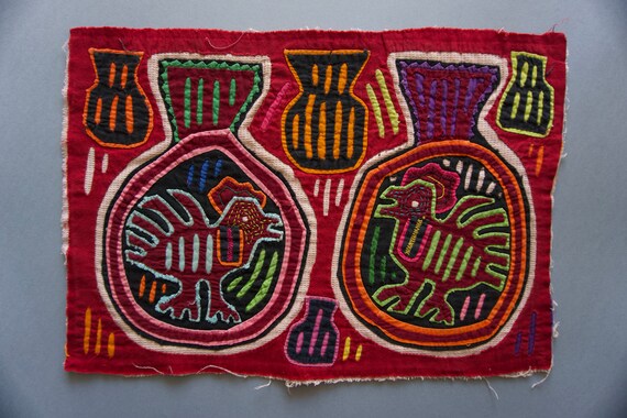 Vintage Chickens Birds Mola Indigenous Guna Tribal Handmade - Etsy