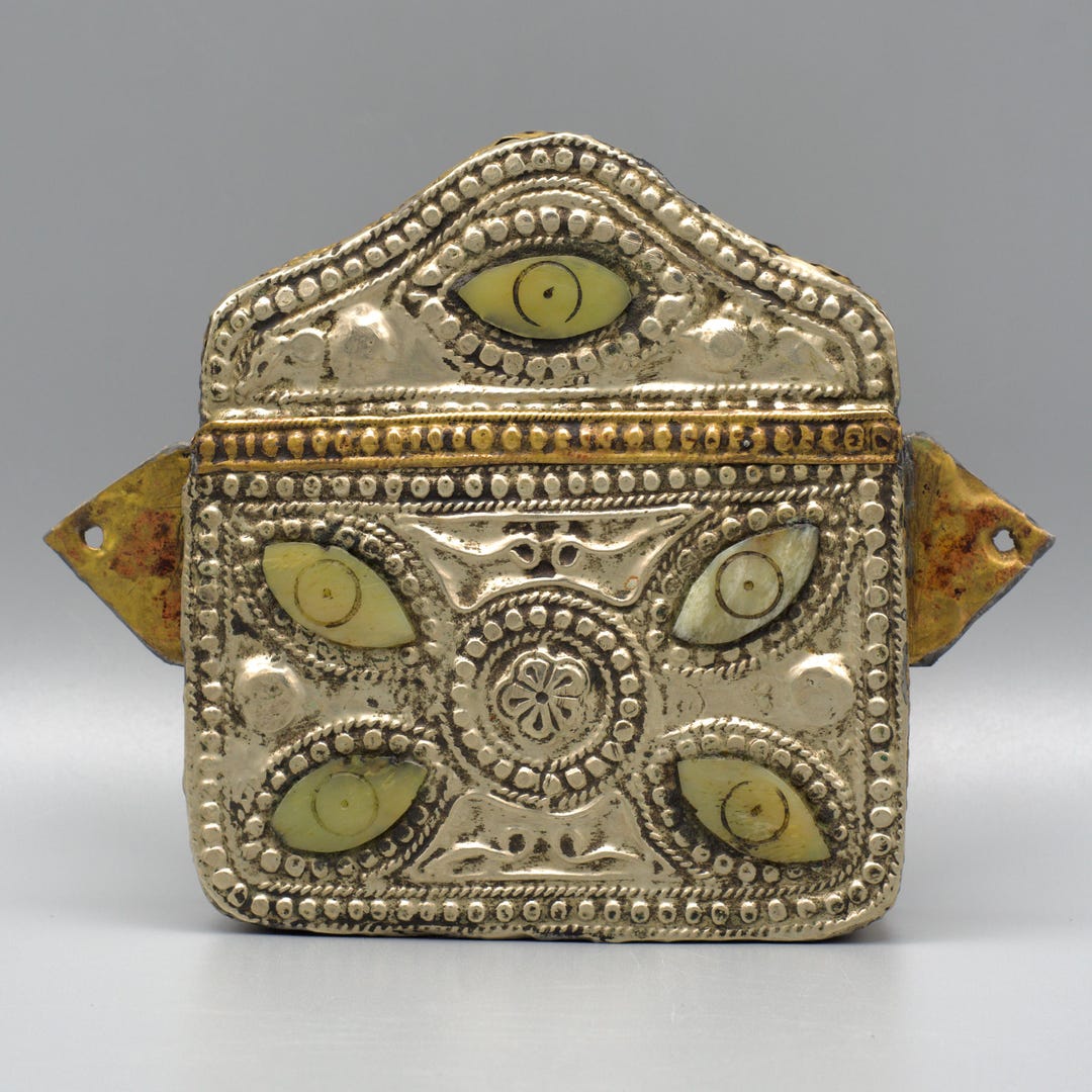 Antique Moroccan Amulet Box | Handmade Engraved Metalwork Brass/bronze ...