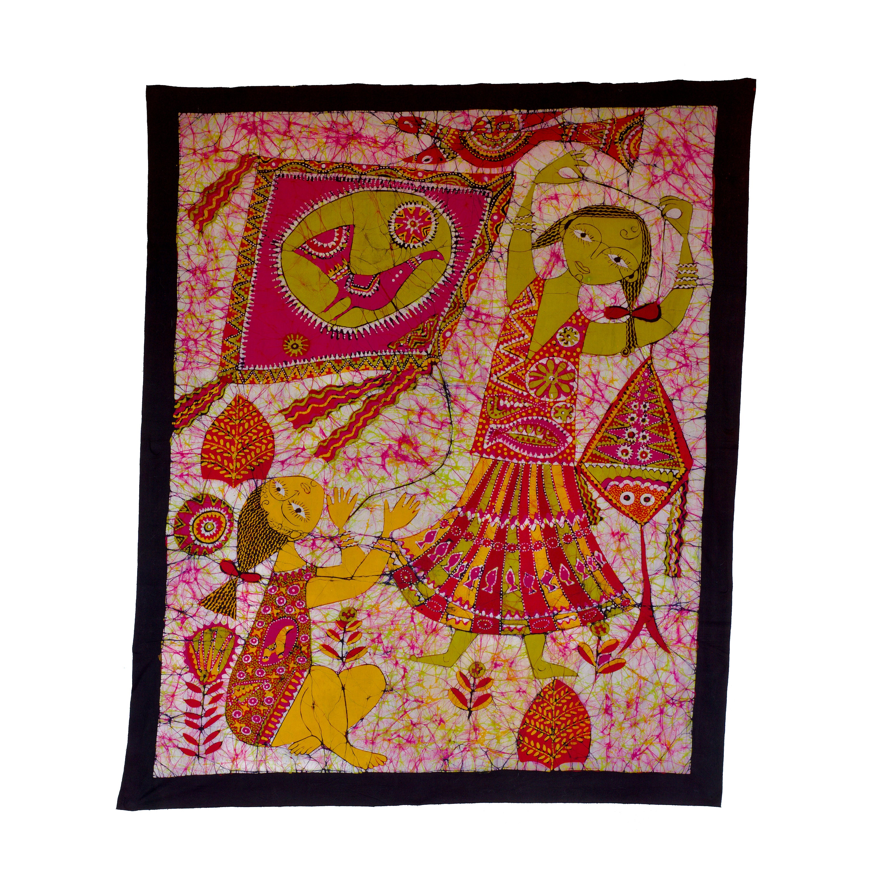 Authentic Vintage Hand-painted Batik Painting From Sri Lanka, Girls ...