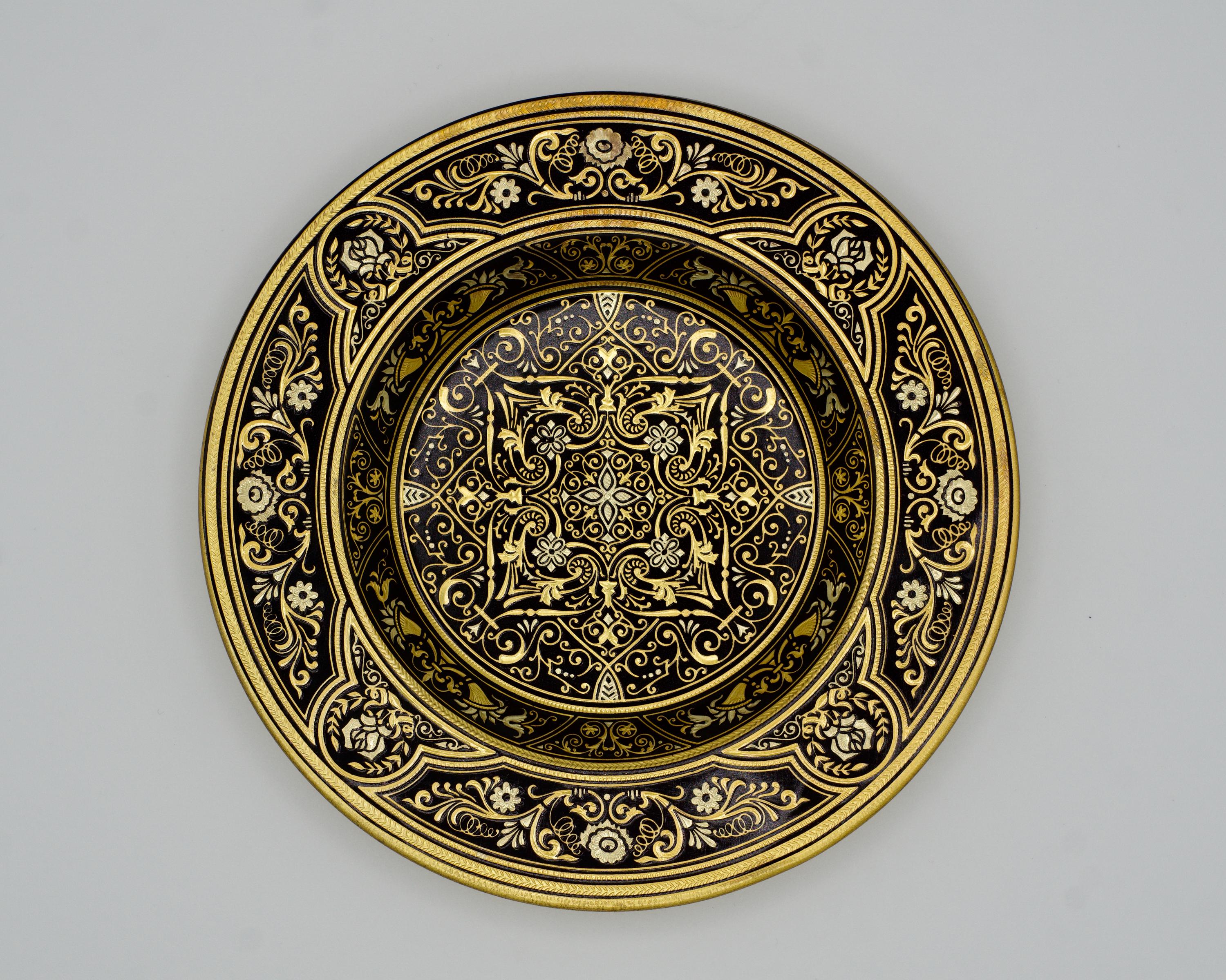 Damascene “damasquinado” 24 Karat Gold Inlay Metal Plate From Toledo ...
