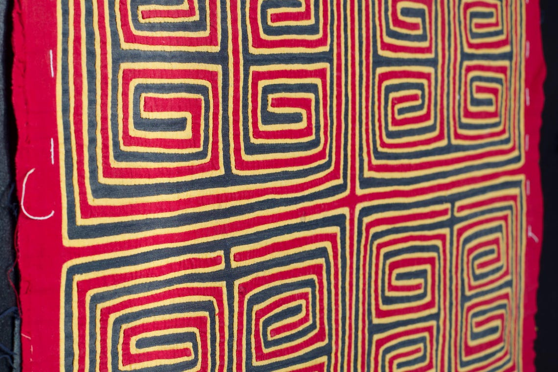 Vintage Geometric Pattern Mola / Indigenous Guna Tribal Handmade ...