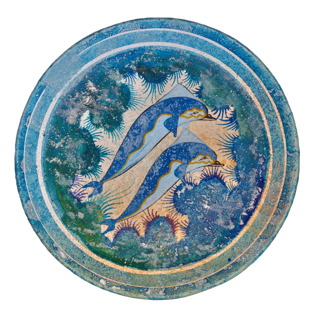 Minoan Dolphins Vintage Ceramic Plate / Frescoes of Knossos Palace of ...