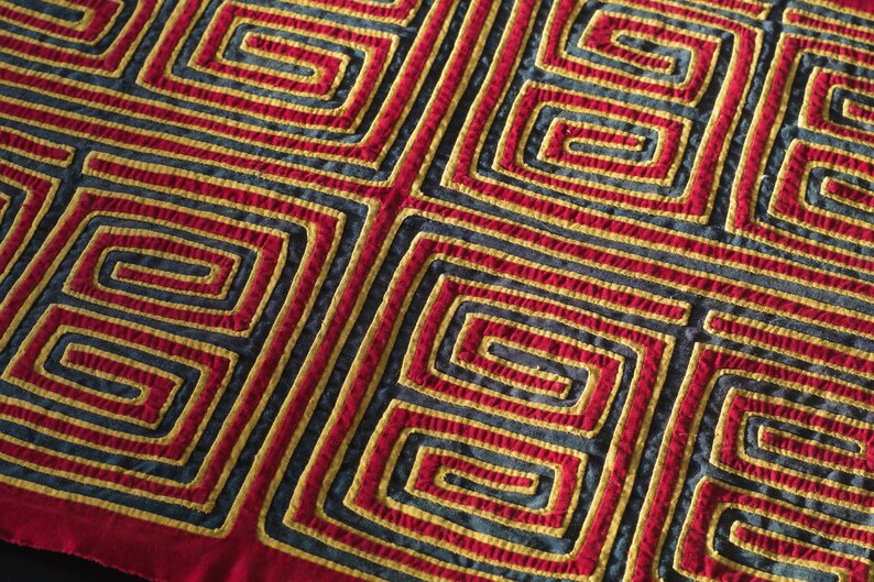 Vintage Geometric Pattern Mola / Indigenous Guna Tribal Handmade ...