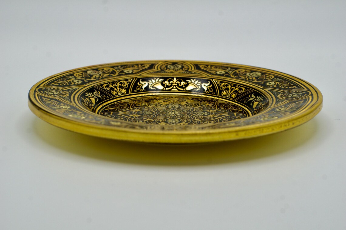Damascene “damasquinado” 24 Karat Gold Inlay Metal Plate From Toledo ...