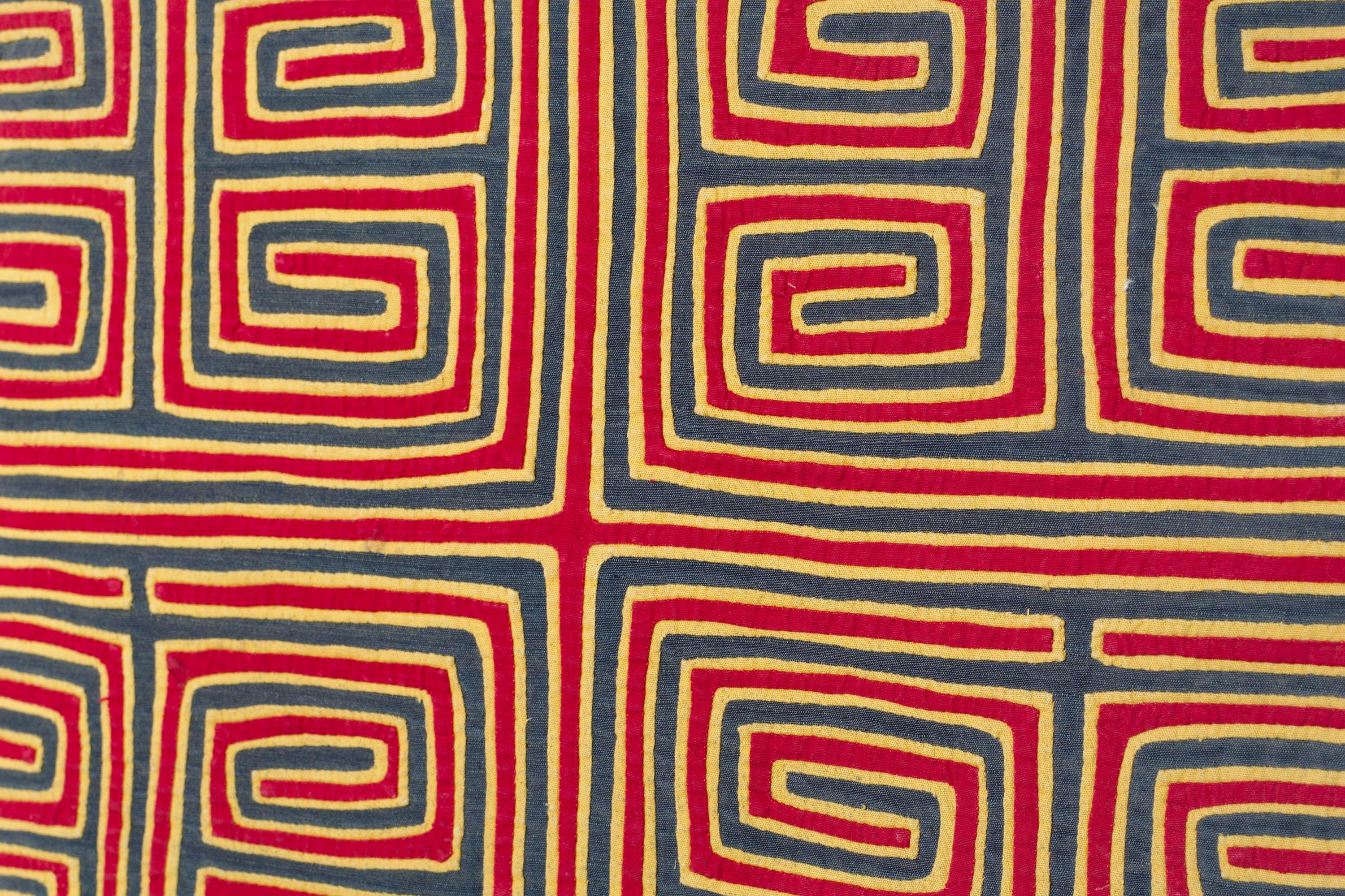 Vintage Geometric Pattern Mola / Indigenous Guna Tribal Handmade ...