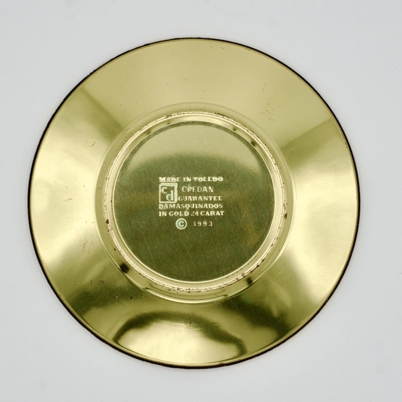 Damascene “damasquinado” 24 Karat Gold Inlay Metal Plate From Toledo ...