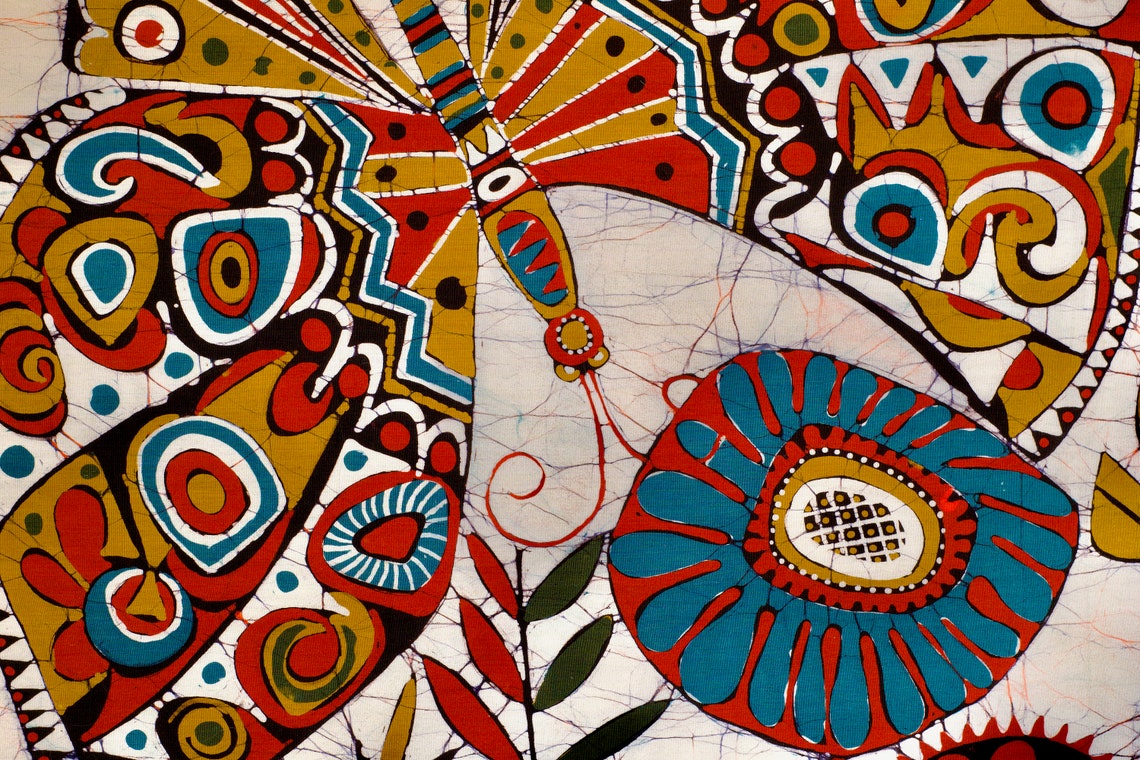 Authentic Vintage Hand-painted Batik Painting From Sri Lanka, Girl ...