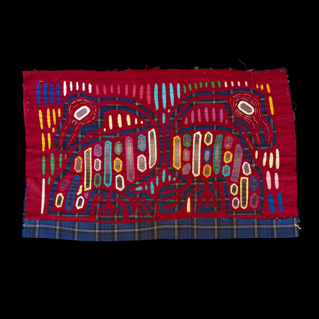 Vintage Two Birds Mola, Indigenous Guna Tribal Handmade Colorful ...