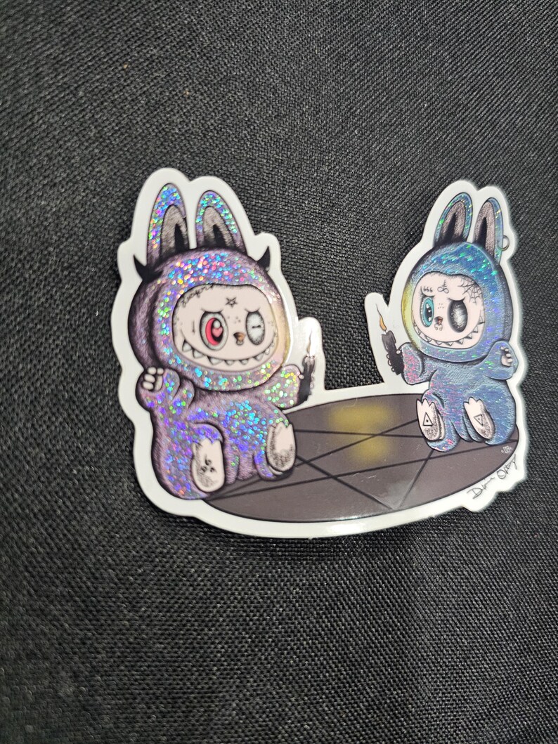 Labubu Seance Satanic Ritual Glitter Sticker - Etsy