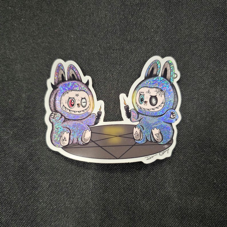 Labubu Seance Satanic Ritual Glitter Sticker - Etsy