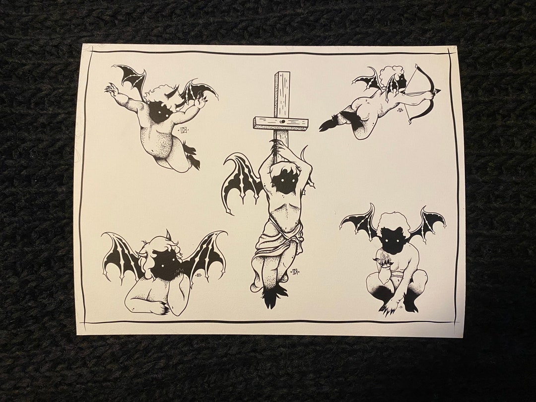Demon Cherubs Evil Devil Flash Sheet Art Print - Etsy