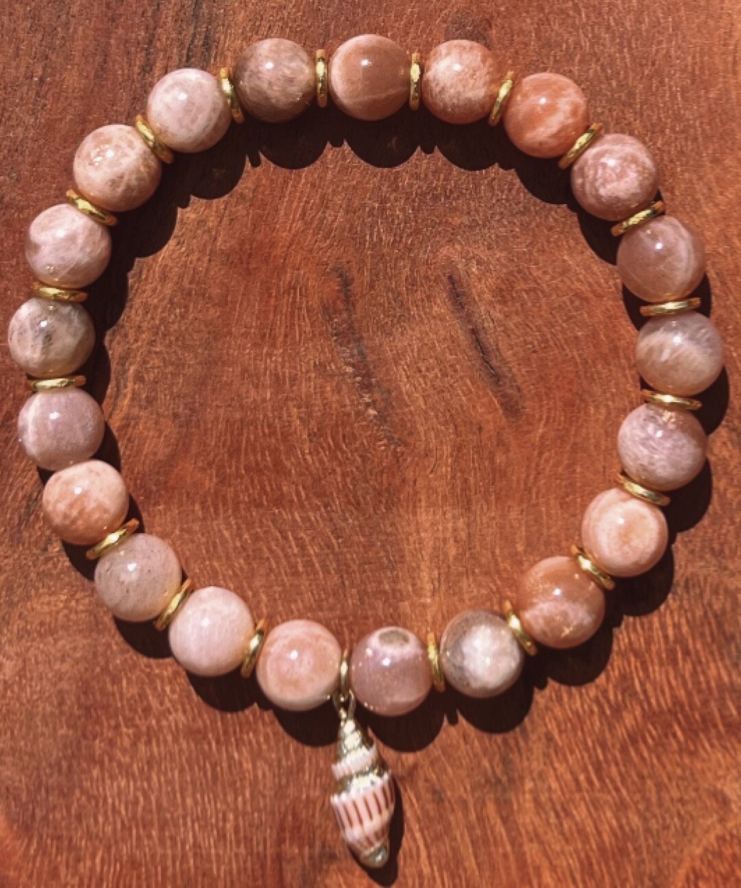 Celtic Seashell Peach Moonstone Kundalini Awakening Bracelet - Etsy