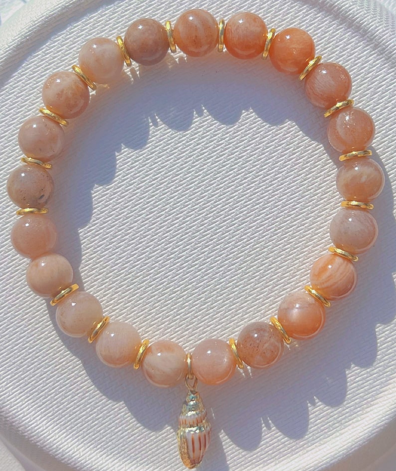 Celtic Seashell Peach Moonstone Kundalini Awakening Bracelet - Etsy