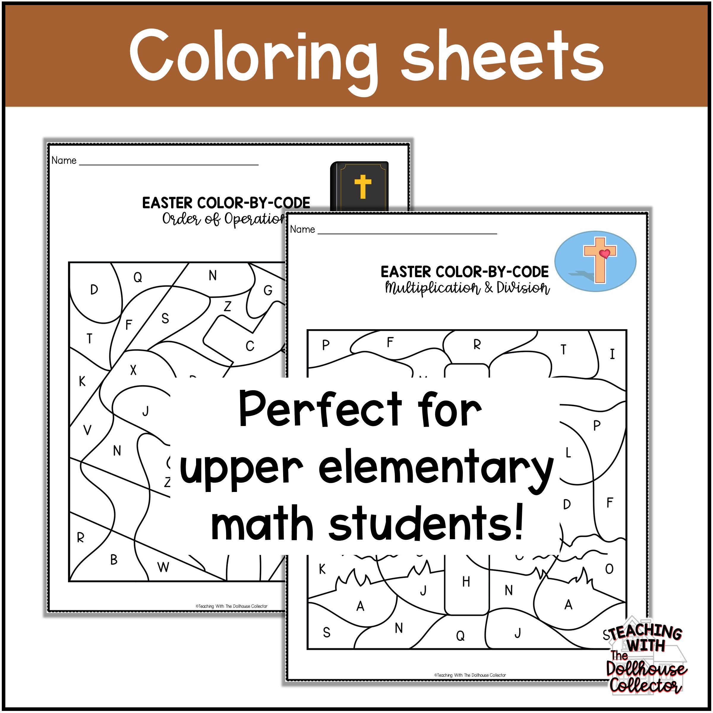 CHRISTIAN Easter Math Color by Code Worksheets | Color by Number | 5th ...