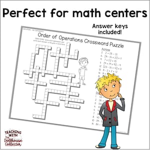 Math Crossword Puzzles | ORDER OF OPERATIONS | Math Centers | 5th Grade ...