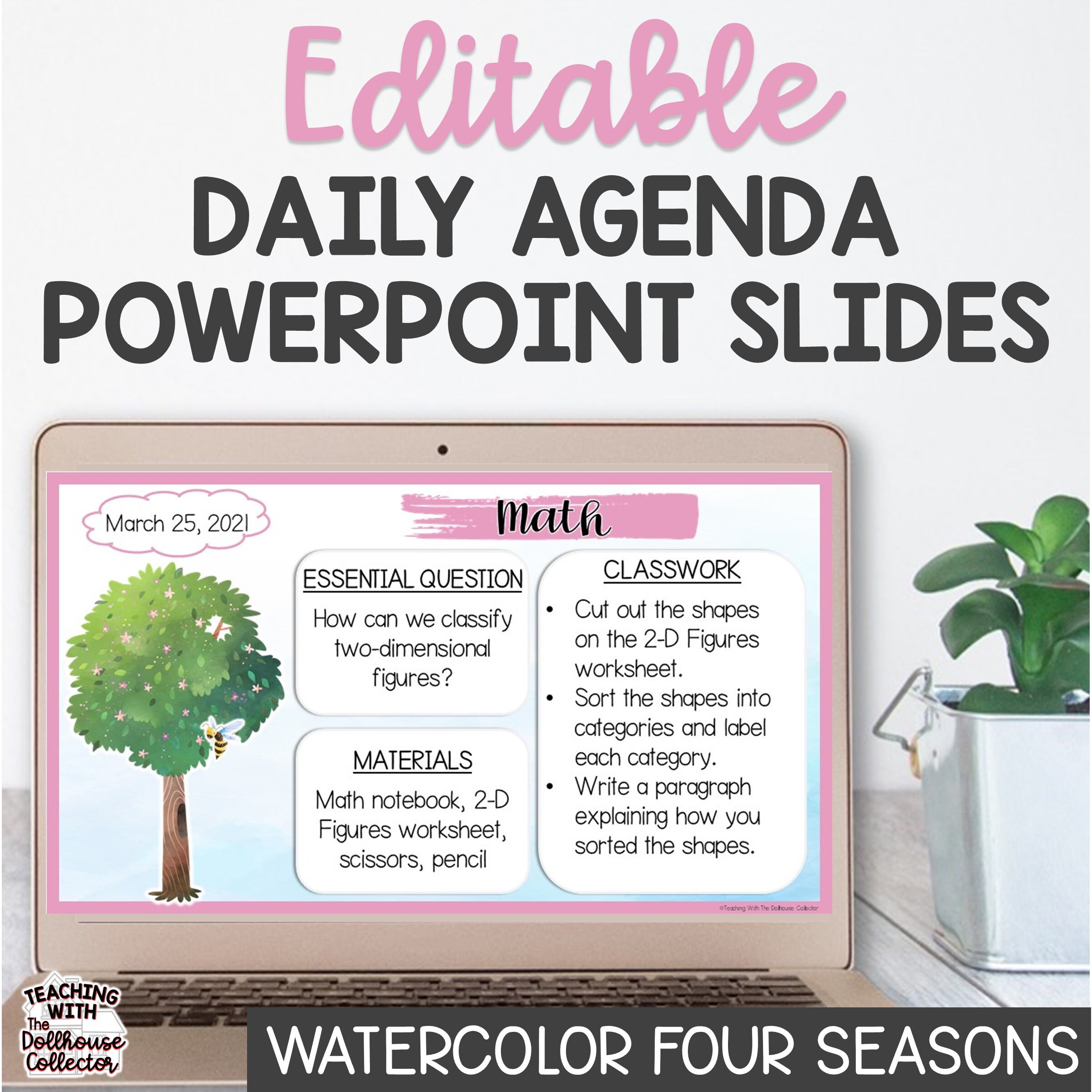 Editable Daily Agenda Slides Watercolor SEASONS Theme | Powerpoint ...
