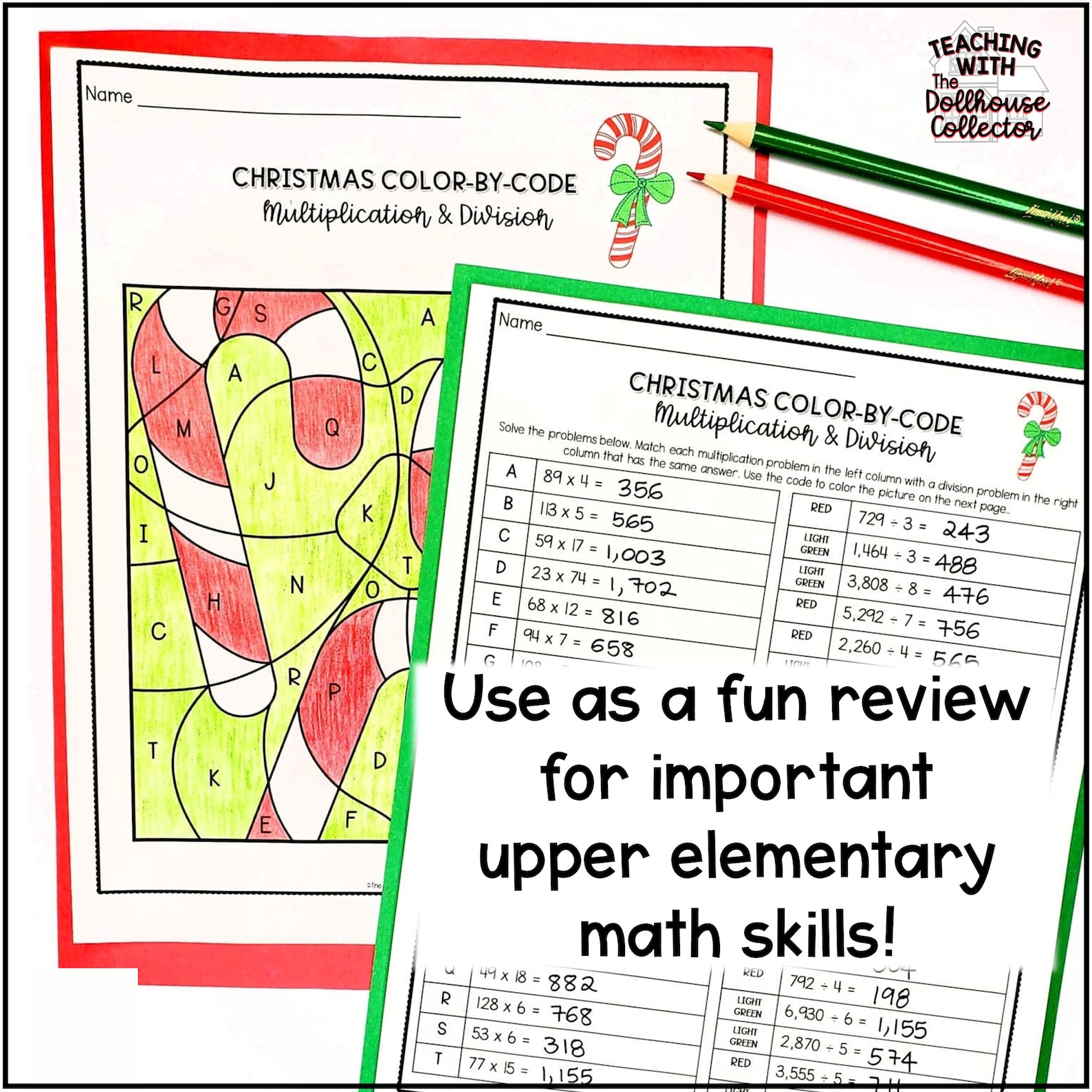 Christmas Math Color by Code Worksheets | Multiplication and Division ...