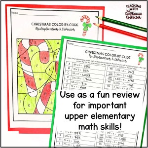 Christmas Math Color by Code Worksheets: Multiplication & Division ...