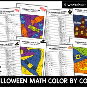 Halloween Math Color by Code Worksheets Color by Number 5th Grade Upper ...