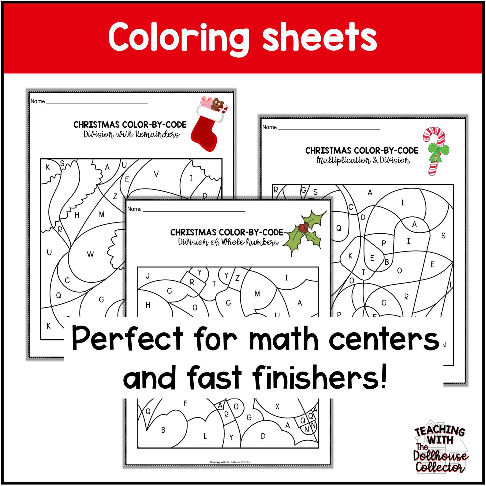 Christmas Math Color by Code Worksheets | Multiplication and Division ...
