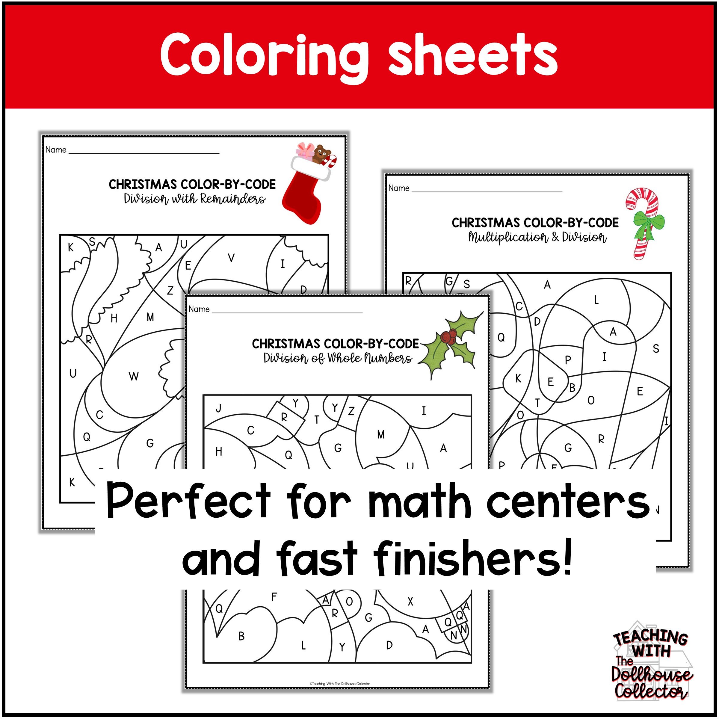 Christmas Math Color by Code Worksheets | Multiplication and Division ...
