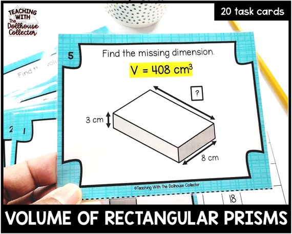 Volume of Rectangular Prisms Task Cards 5th Grade Math - Etsy