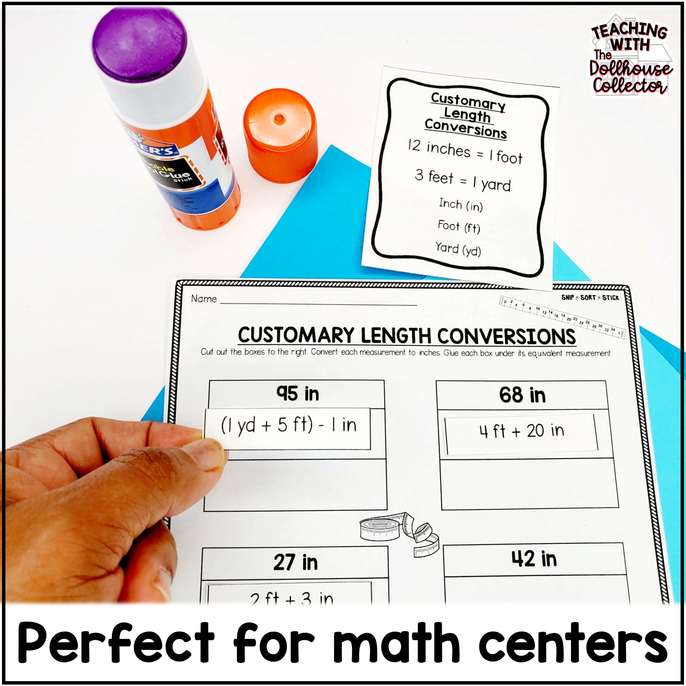Customary Measurement Conversions Cut and Sort Worksheets for 5th Grade ...