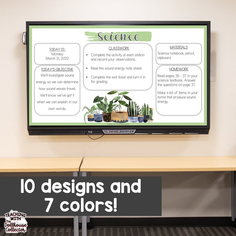 Editable Daily Agenda Slides Watercolor HOUSEPLANTS Theme | Powerpoint ...