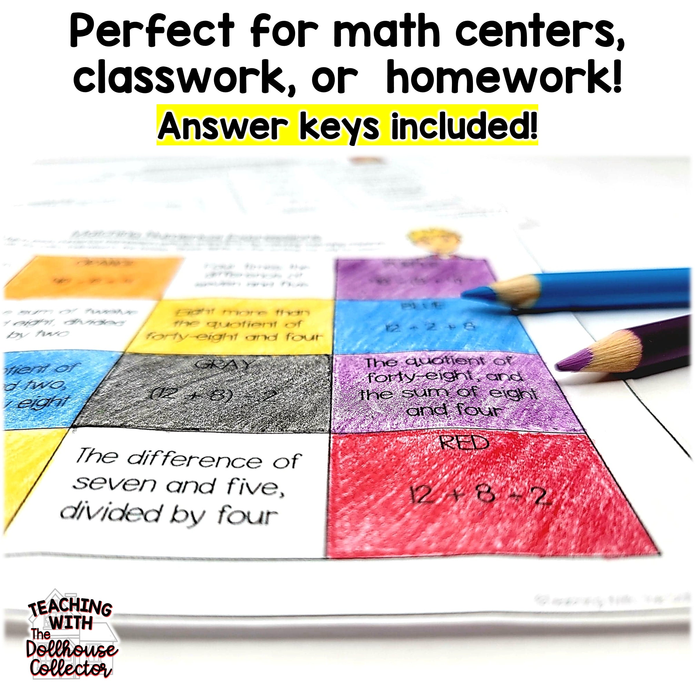 Numerical Expressions Math Worksheets for 5th Grade Math - Etsy