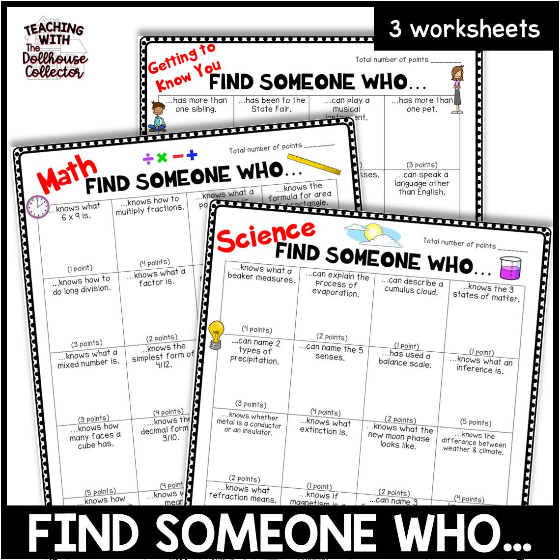 Back to School | Getting to Know You Worksheets | Find Someone Who ...