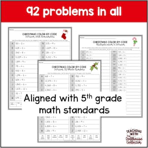 Christmas Math Color by Code Worksheets | Multiplication and Division ...