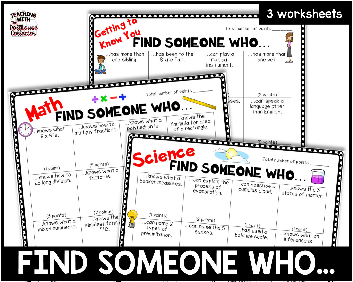 Back to School Getting to Know You Worksheets Find Someone Who Math ...