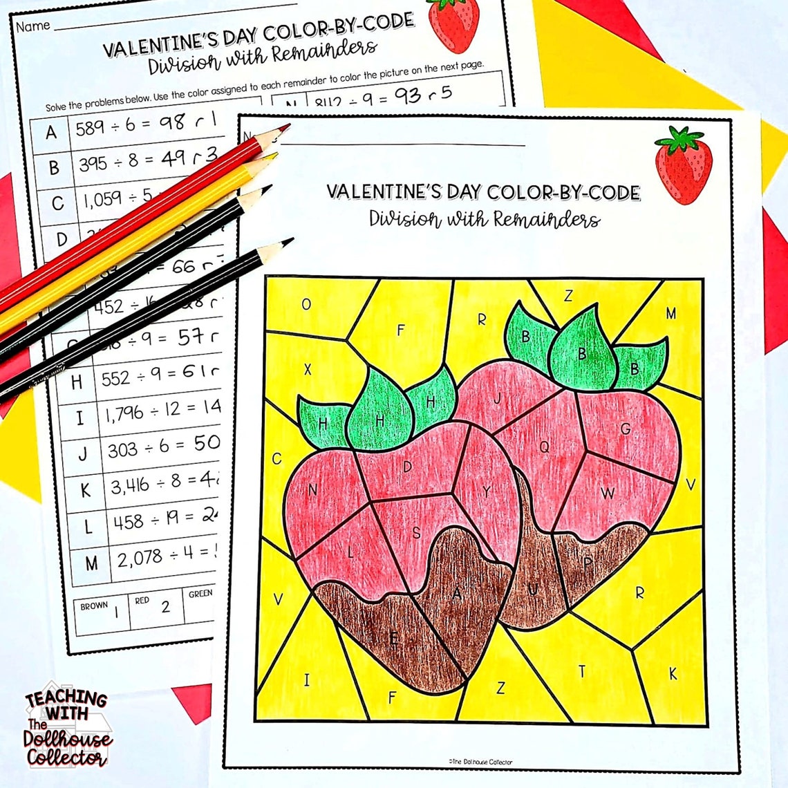 Valentine's Day Math Color by Code Worksheets | Color by Number | 5th ...