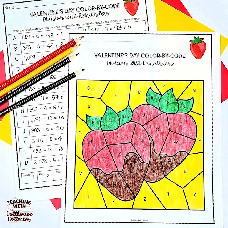 Valentine's Day Math Color by Code Worksheets Color by Number 5th Grade ...