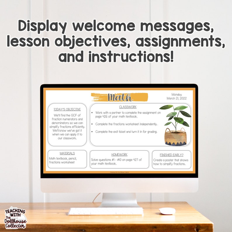 Editable Daily Agenda Slides Watercolor HOUSEPLANTS Theme | Powerpoint ...