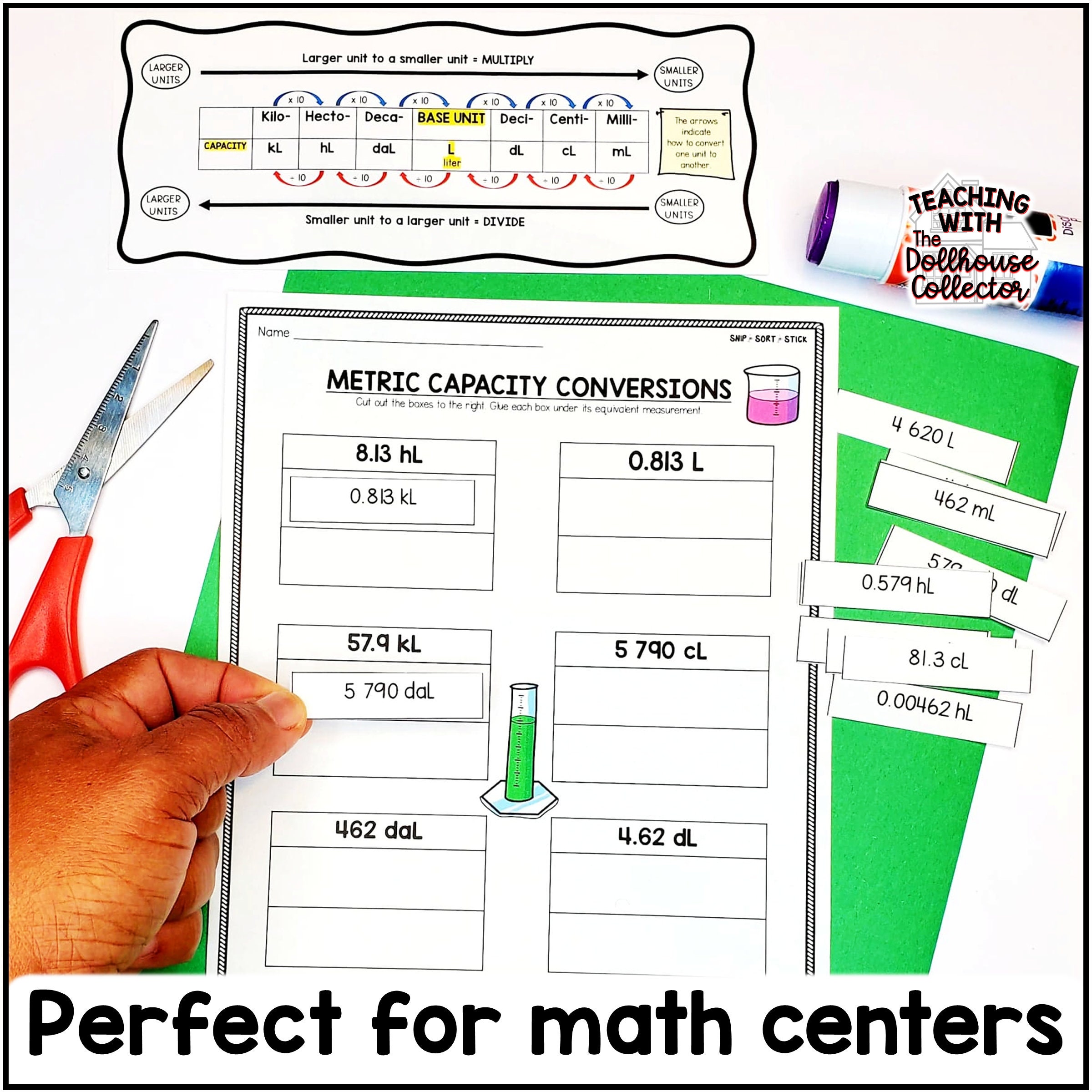 Metric Measurement Conversions Cut and Sort Worksheets | 5th Grade Math ...
