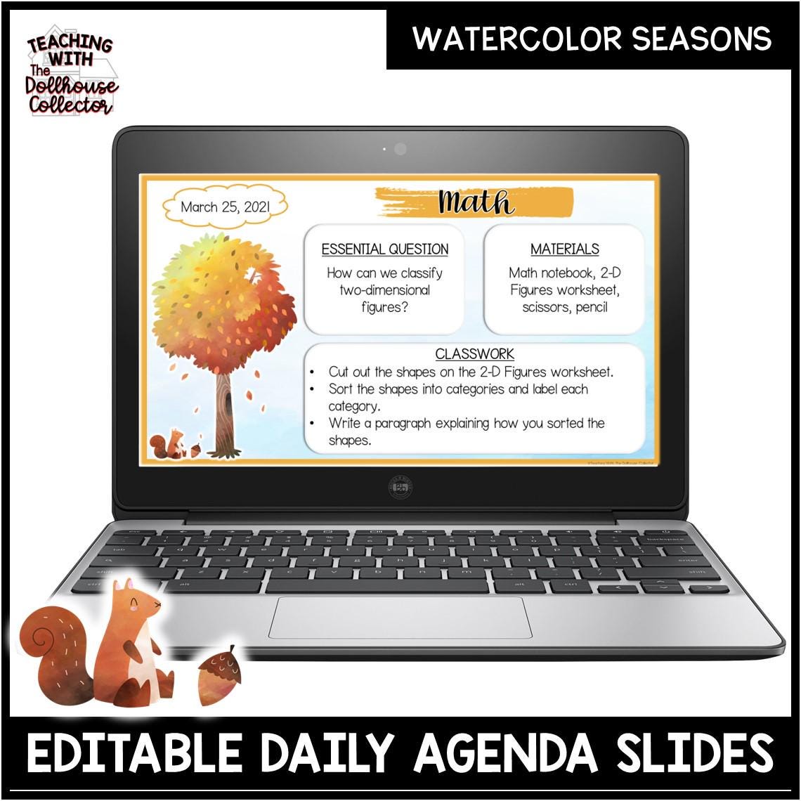 Editable Daily Agenda Slides Watercolor SEASONS Theme | Powerpoint ...