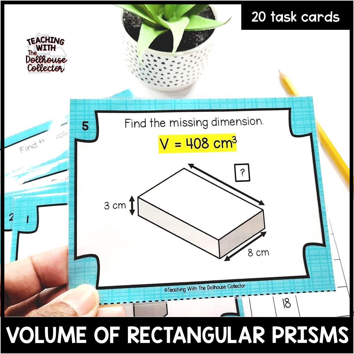 Volume of Rectangular Prisms Task Cards | 5th Grade Math | Math Centers ...