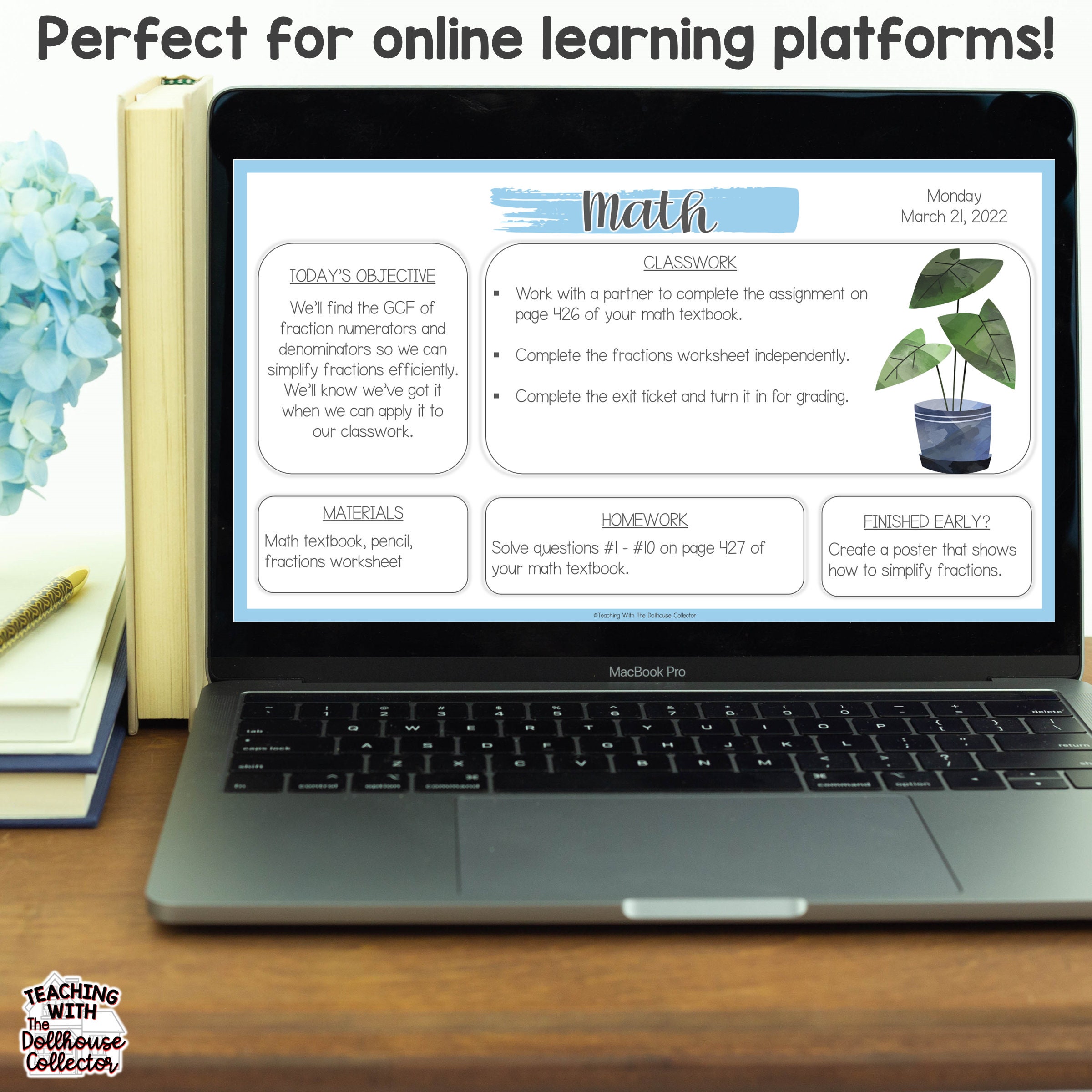 Editable Daily Agenda Slides Watercolor HOUSEPLANTS Theme | Powerpoint ...