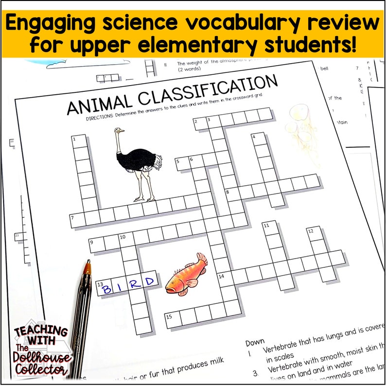 Science Crossword Puzzles 5th Grade Science Vocabulary - Etsy