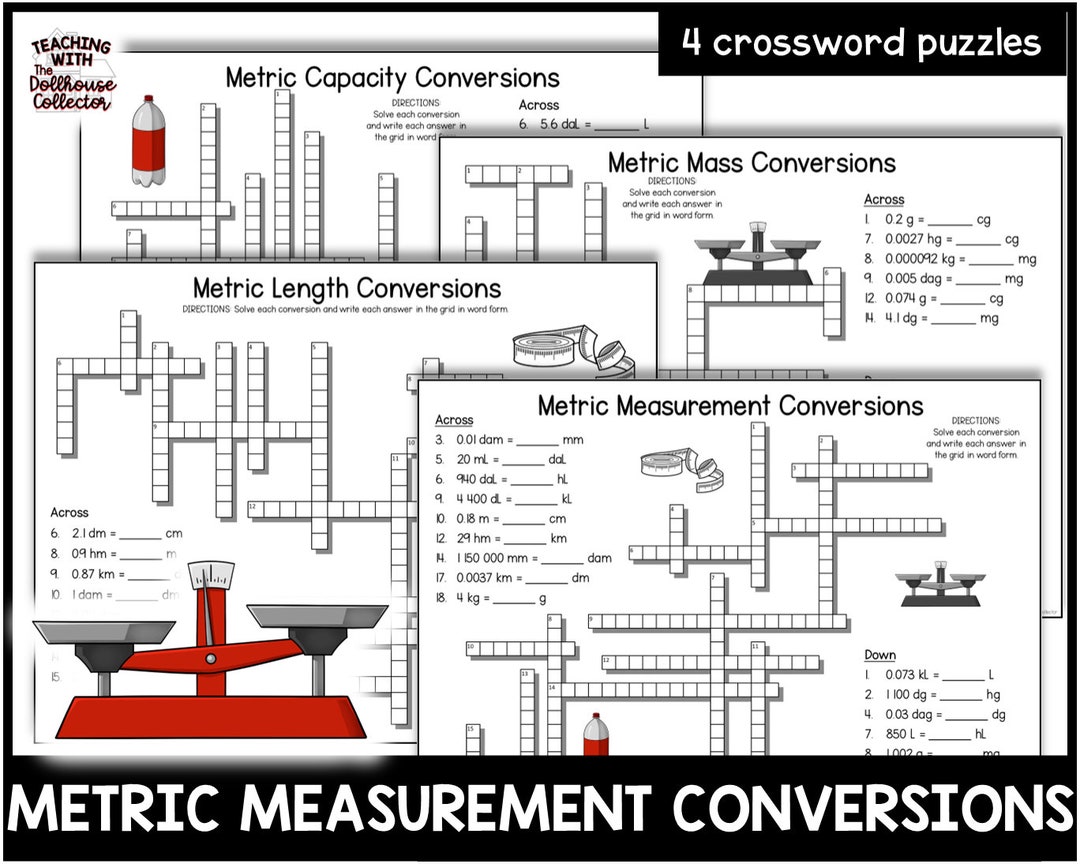 Math Crossword Puzzles METRIC MEASUREMENT CONVERSIONS Math Centers 5th ...
