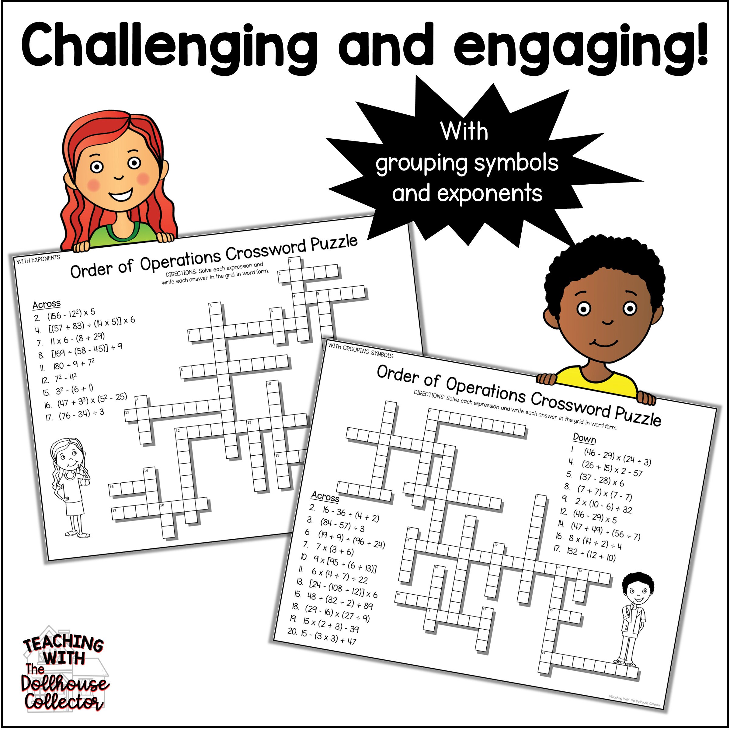 Math Crossword Puzzles | ORDER OF OPERATIONS | Math Centers | 5th Grade ...