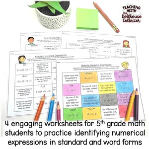Numerical Expressions Math Worksheets for 5th Grade Math - Etsy